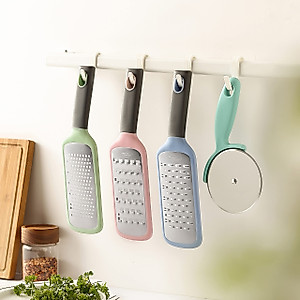 Marco Almond KYA28 Japanese High Carbon Stainless Steel Self Sharpening Knife Block Set + Marco Almond MA61 Cheese Graters Set of 4