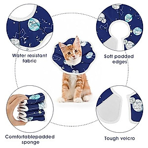 Cobee Soft Cat Cone Collar, Protective Cute Small Cat Recovery Collar Adjustable Fasteners Collars for Kittens Cats E-Collars After Surgery Wound Healing, Fit 6.3"-9" Neck Circumference(Constellation)