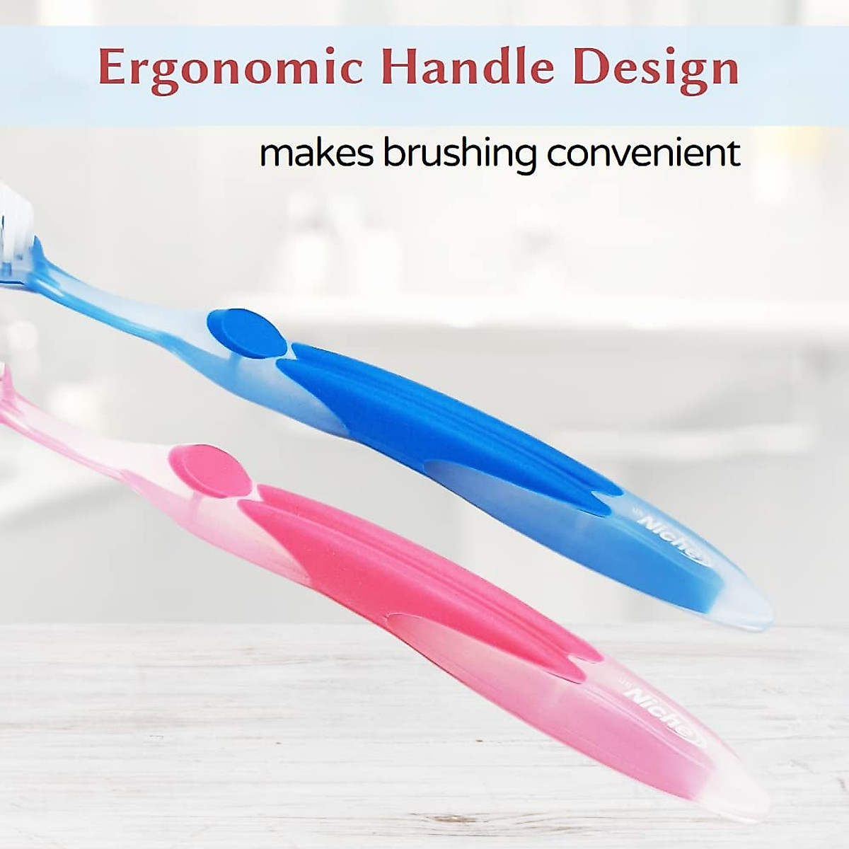 Niche Compact Head Kids Toothbrush and Children Toothbrush with Soft Bristles, For Sensitive Gums, Tapered,4 colors (6 Packs)