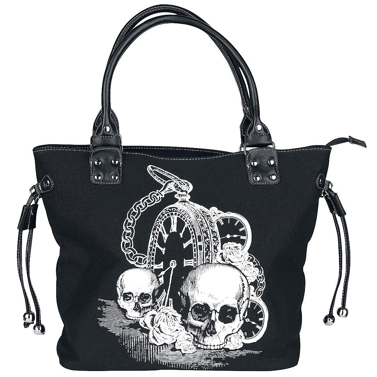 Lost Queen Women's Watch Skull Rose Shoulder Bag | Back in Black Handbag Purse
