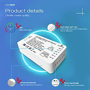 GLEDOPTO ZigBee 3.0 LED Strip Controller RGB+CCT Mix Dimmable Compatible with SmartThings Amazon Echo Plus App/Voice Control for RGB Warm White Cold White LED Strip Light (Require ZigBee Hub)