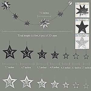 Cheerland Glitter Black Charcoal Silver Star Party Decorations Twinkle Little Star Garland Hanging Backdrop Banner Halloween Birthday Bridal Shower Graduation Ramadan EID Wedding Bachelorette Decor