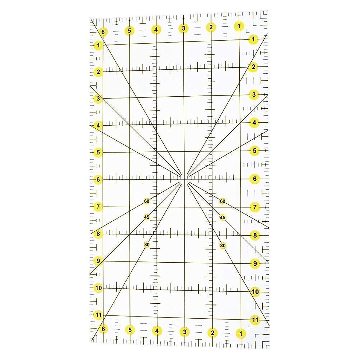 AUTOTOOLHOME Quilting Ruler Acrylic Quilters' Ruler for Easy Precision Cutting Fabric Paper, 6.5" x 12" for Quilting, Sewing & Crafts Template