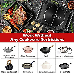 Hot Plate, Techwood Electric Stove for Cooking, 1500W Countertop Single Burner with Adjustable Temperature & Stay Cool Handles, 7.5” Cooktop for RV/Home/Camp, Compatible for All Cookwares Upgraded Version