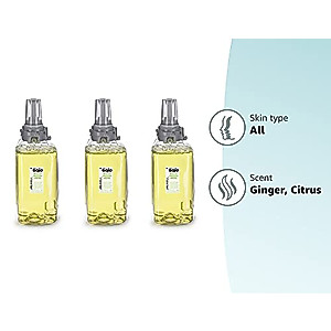 Gojo Foam Hand and Showerwash, Citrus and Ginger Fragrance, 1250 mL Foam Wash Refill ADX-12 Push-Style Soap Dispenser (Pack of 3) - 8813-03