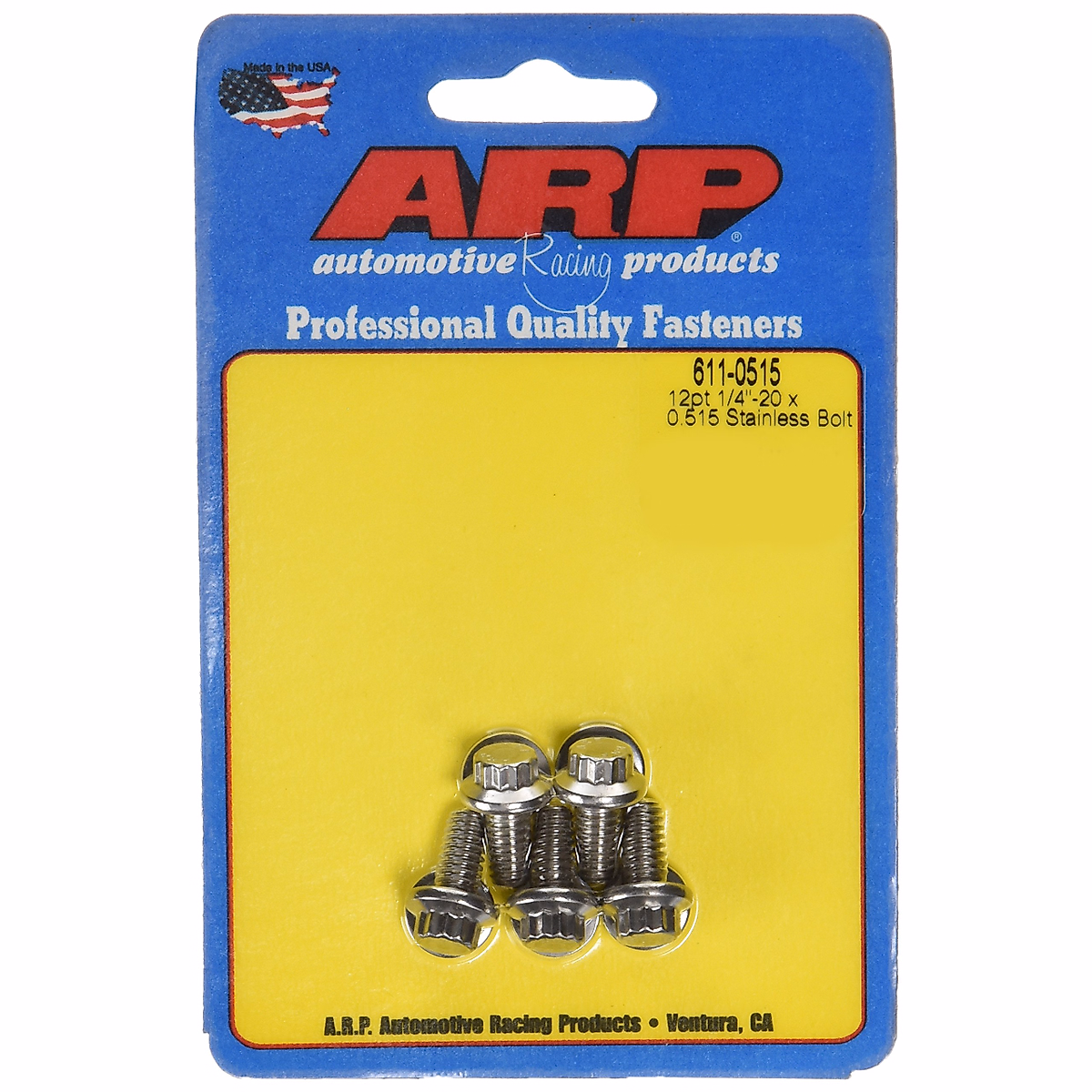 ARP 6110515 Stainless Steel 1/4-20 12-Point Bolts - Pack of 5