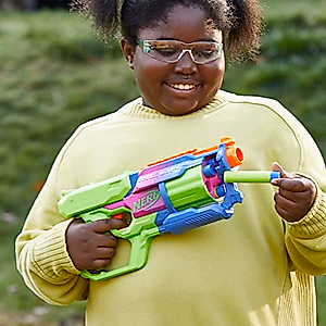 Nerf Mega CycloneShock Toy Blaster, Cybershock Color Style, 6-Dart Drum, 6 AccuStrike Mega Darts, Easy Priming (Amazon Exclusive)