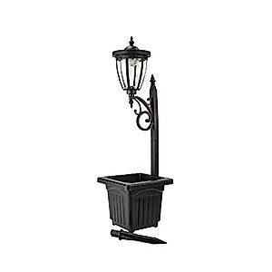 Sun-Ray 312022 Kambria Multi Function Solar Lamp Post and Planter, Wall Mount, Stake Light, Black, 2 Piece Set
