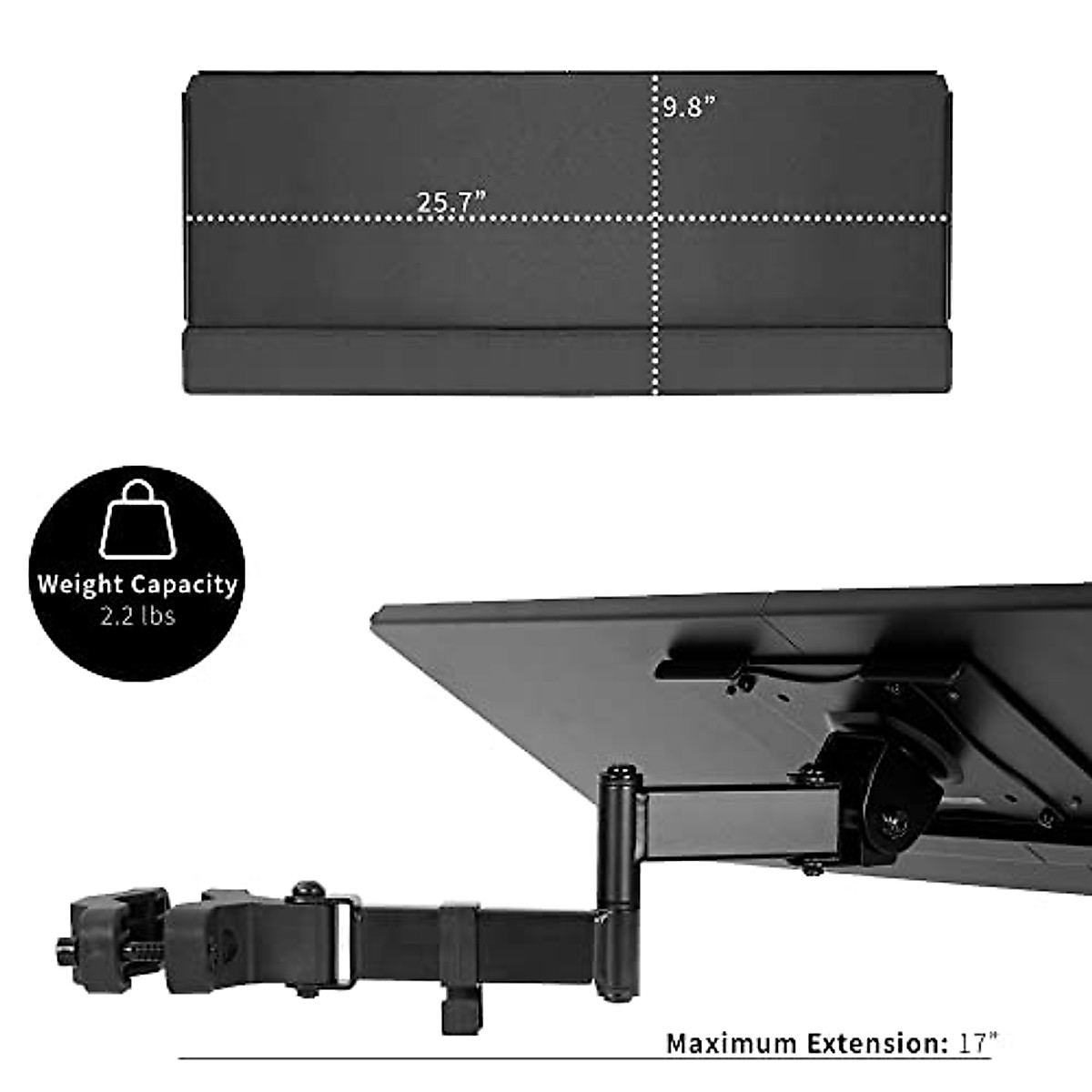 VIVO Steel Universal Full Motion Pole Mount, 26 Inch Keyboard and Mouse ...