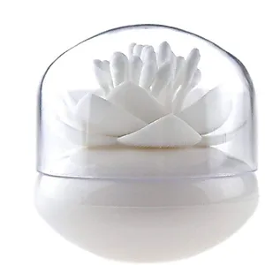 Niviy Q-Tips Holder Cotton Swab Organizer Lotus Shape Swab Cosmetic Storage Bathroom Decor, White1