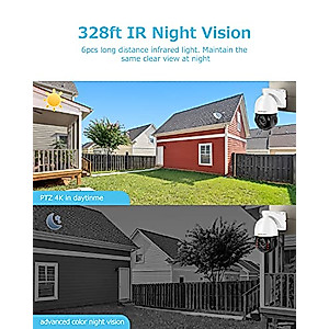 4K 8MP Outdoor PTZ IP POE Camera with Pan Tilt 20x Optical Zoom & Human Vehicle Detection, Speed Dome Security Camera with 320ft IR Night Vision, Auto Tracking, 2-Way Audio (Compatible for Hikvision)