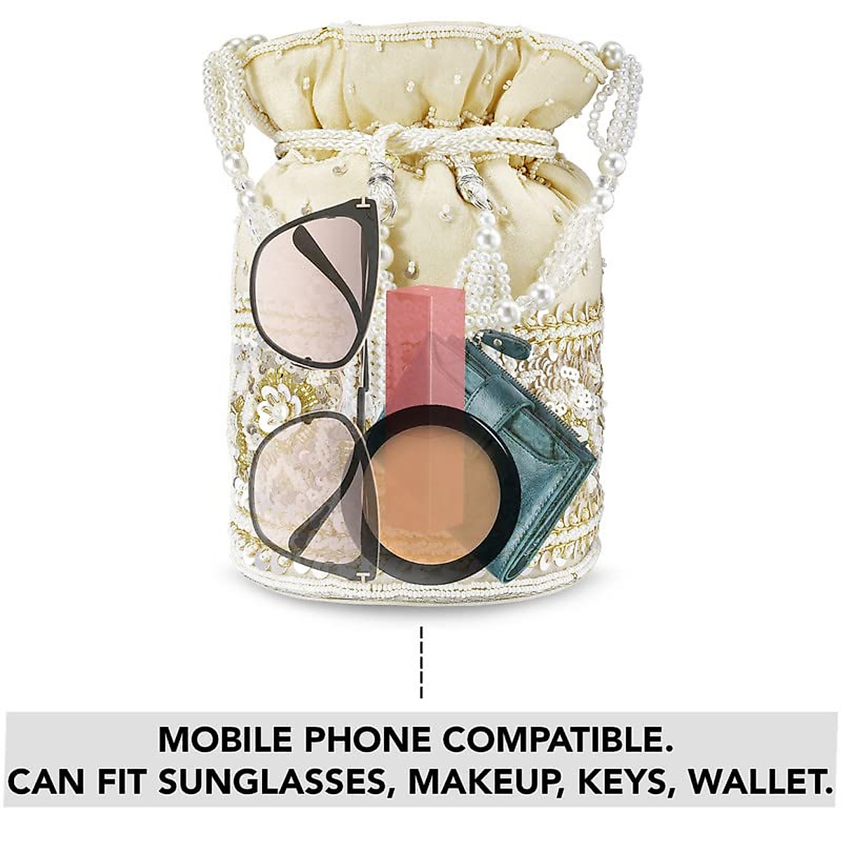 Aheli Potli Bags Gift for Women Evening Bag Clutch Ethnic Bride Purse with Drawstring