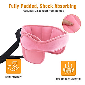 vocheer Baby Car Seat Head Support Band, Adjustable Carseat Sleep Nap Aid Holder Belt Head Protection Strap for Kids 1-5 Years Old Pink