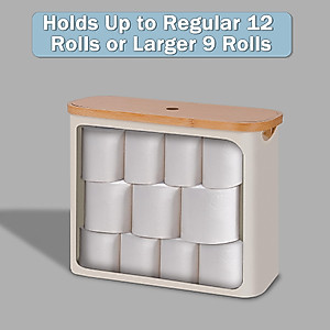 efluky Toilet Paper Basket, Toilet Paper Storage with Lid, Toilet Paper Organizer for Bathroom, Free Standing Toilet Paper Holder with Storage, Beige