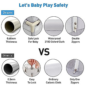 Dripex Baby Playpen, 79"×59" Play Pens for Babies and Toddlers, Safe Anti-Fall Play Yard with Gates, Baby Fence with Breathable Mesh, Indoor & Outdoor Kids Activity Center, Ash Grey