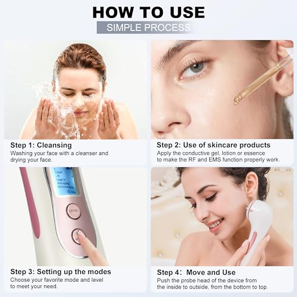 MiSMON High Frequency Facial Machine LED Light Theraphy Skin Tightening Device for Face, 5 in 1 Multifunctional Facial Massager for Wrinkle and Acne Removal