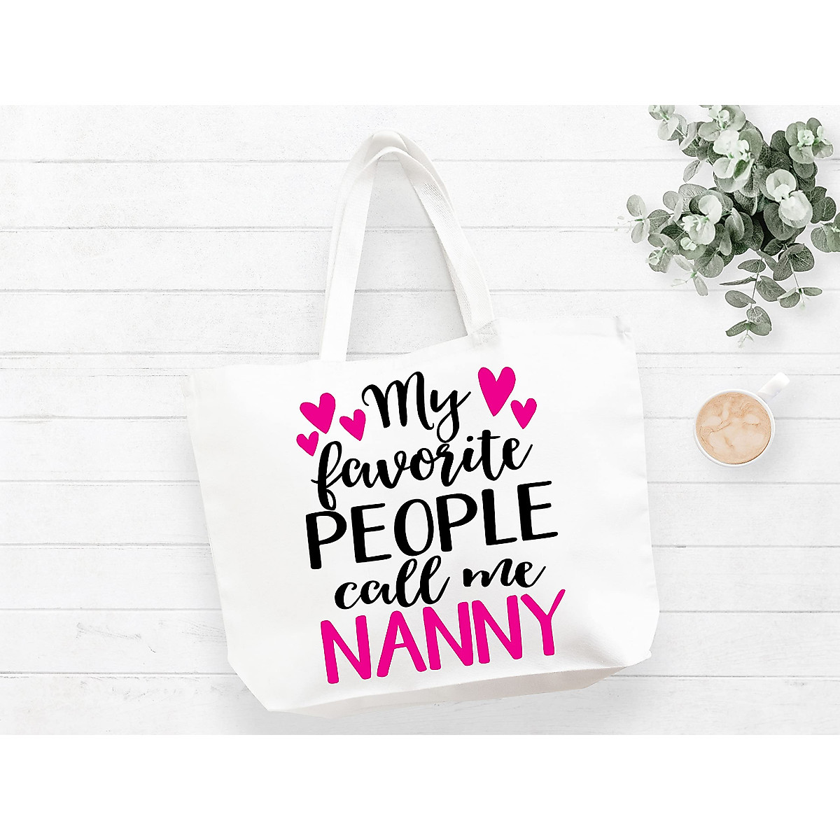 COCOVICI Nanny Tote Bag | My Favorite People Call Me Nanny | Grandma Gifts | Nanny Gifts | Nanny Christmas Gift | Christmas Gift from Grandkids