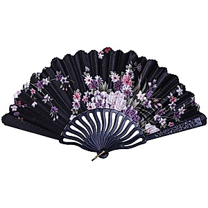 Hand Fan Folding Fan,Hand-held Fan,Wedding Folding Fan Chinese Style Dance Wedding Party Lace Silk Folding Hand Flower Fan Fans Hand Paper Folding Props Vintage Style
