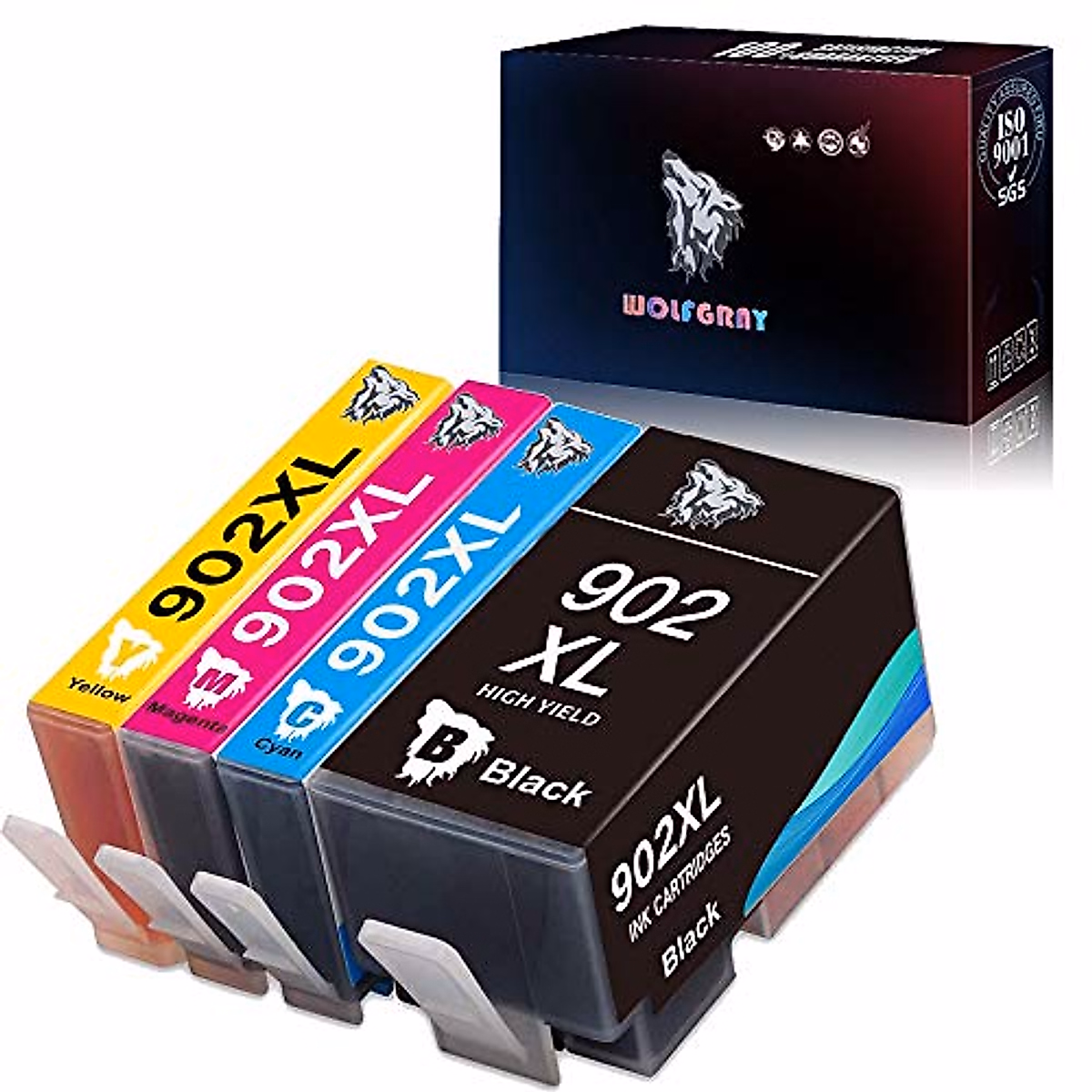 Compatible 902XL Ink Cartridge Replacement for HP 902XL 902 XL Use with HP OfficeJet Pro 6968 6978 6962 6958 6970 6960 6979 6975 6950 6951 6954 Printers (1 Black 1 Cyan 1 Magenta 1 Yellow -1 Set)