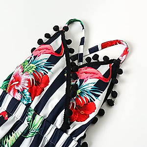 SAPGEJJDJFGE Toddler Baby Girl Clothes Backless Shorts Romper Tassel Jumpsuits Summer Outfit Set with Headband Flamingo 3-4T