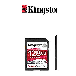 Kingston 128G SDXC Canvas React Plus 300MB/s Read UHS-II, C10, U3, V90 Memory-Card (MLPR2/128GB)