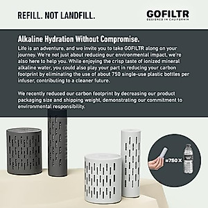 GOFILTR 50 oz Alkaline Water Bottle With Straw Lid + Two 9.5 ph Alkaline Water Infusers/Sport Insulated Water Bottle Jug/Creates Alkaline Water, Color: Glacier