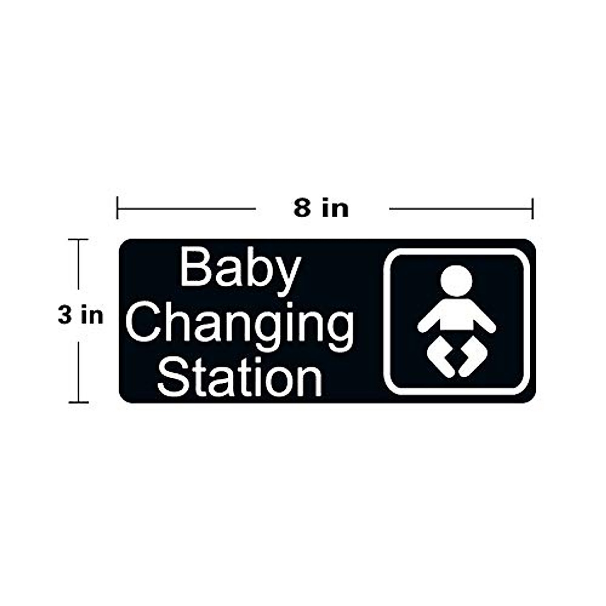 New Baby Changing Station Sign, 8 x 3 in with English and Symbol, Black for Men, Women, Unisex