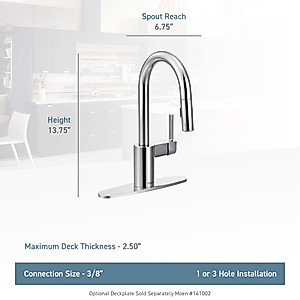 Moen Align Spot Resist Stainless One-Handle Modern Pulldown Bar Faucet with Power Clean and Reflex Docking System, 5965SRS