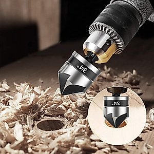 Countersink Drill Bit Set 5-Piece, M2 HSS, 82 Degree, 5 Flute, ¼” Quick Change Hex Shank, 1/4” 3/8” 1/2” 5/8” 3/4” Sharp and Durable Countersink Bits for Metal Wood and Plastic, with Storage Case