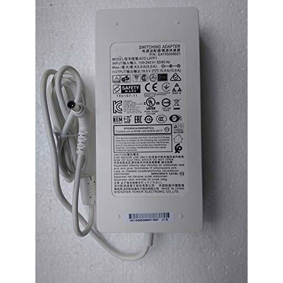 New AC Adapter White 210W 19.5V 10.8A Acc-LATP1 EAY65068601 for Lg 34UC99-W 32UD99-W 38UC99-W 38WK95C-W 38BP85C-W 32UP550N-W.AUS Lg Projector HU70LAB HU70LA HU70LAB.AUS HU70LAB.AUS + Black Cord
