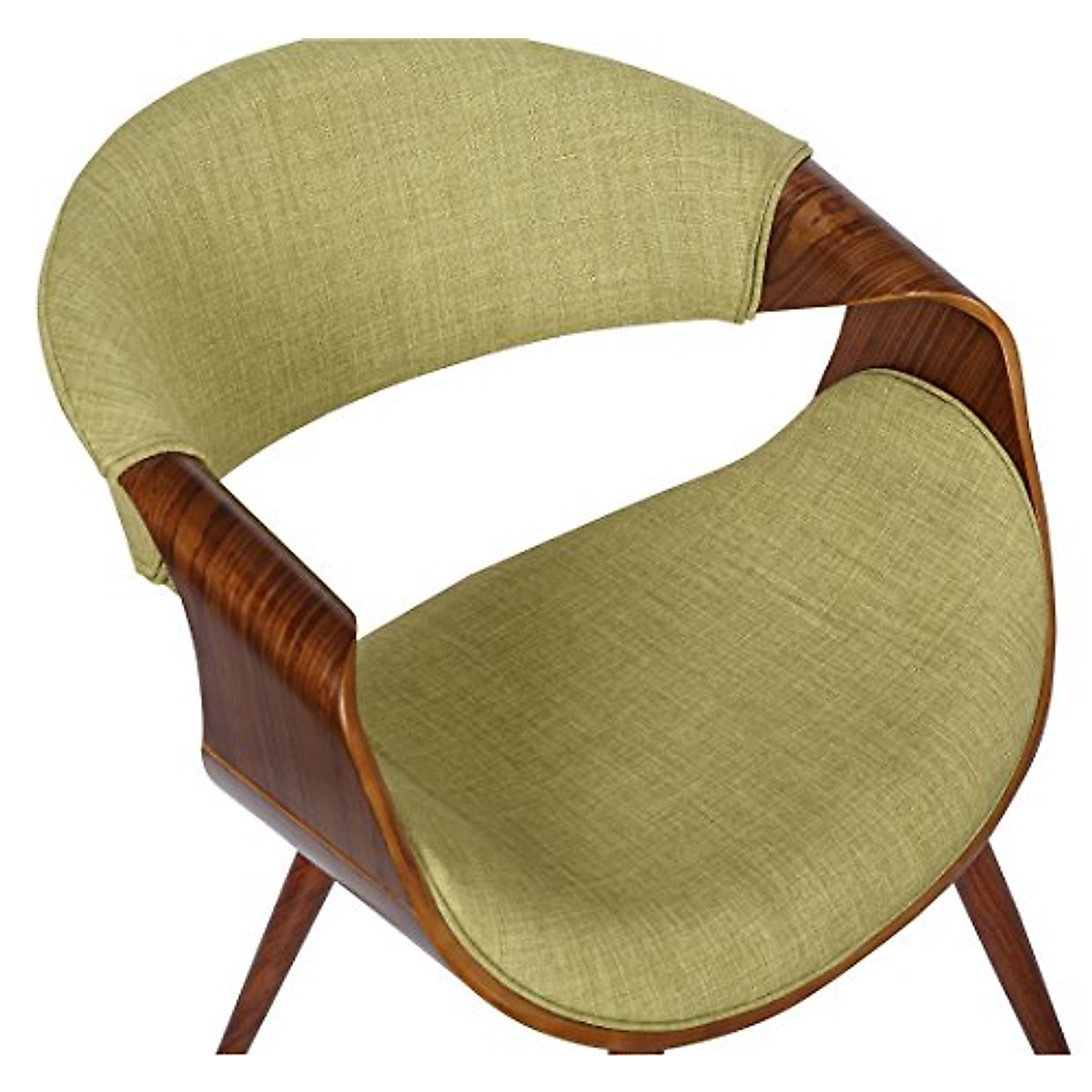 Armen Living Butterfly Mid Century Modern Dining Chair For Kitchen Office Desk Vanity in Green Fabric Upholstery and Walnut Wood Finish