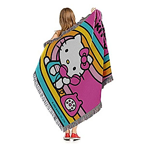 Northwest Woven Tapestry Throw Blanket, 48" x 60", Hello Kitty Let's Chat