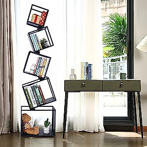 Weltallina Bookshelf, 5-Tier Bookcase Black, 67" Tall Black Bookshelf, Industrial Bookshelf, Modern Book Storage, Storage Shelves for CDs/Books/Home Decor, Display Shelf