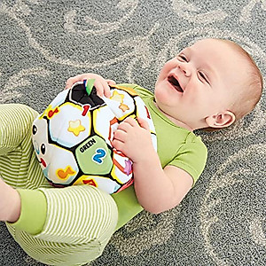 Fisher-Price Baby Learning Toy Laugh & Learn Singin’ Soccer Ball Musical Plush with Sounds & Phrases for Infants Ages 6+ Months