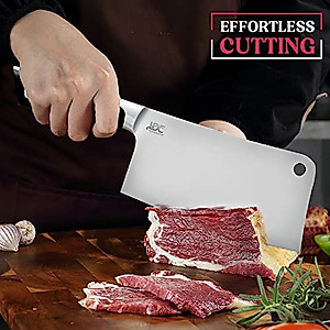 Lux Decor Collection Meat Cleaver - 7 Inch Sharp Butcher Knife | High Carbon Stainless Steel Meat Chopper | Kitchen Cleaver Knife for Home Kitchen & Restaurant| Meat Cleaver Knife Heavy Duty