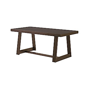 Plank+Beam 72" Farmhouse Dining Table, Solid Wood Kitchen Table, Large Wooden Rectangular Dinner Table for Dining Room, Home Office, Living Room Furniture, Easy Assembly, Walnut Wirebrush