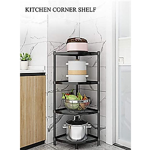 ZIGAMA 4-Tier Kitchen Pot Rack, Multi-layer Corner Shelf Stand Metal Shelves for Kitchen