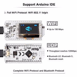 MakerFocus ESP32 OLED WiFi Kit V3 Integrated WiFi Bluetooth 2.4GHz PCB Antenna CP2102 Development Board with 0.96-inch OLED Display for Arduino Intelligent Scenes
