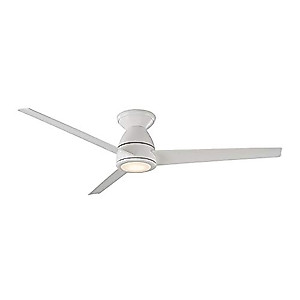 Tip Top Smart Indoor and Outdoor 3-Blade Flush Mount Ceiling Fan 44in Matte White with 3500K LED Light Kit and Remote Control works with Alexa, Google Assistant, Samsung Things, and iOS or Android App
