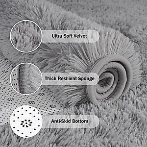 Kimicole Ultra Soft Fluffy Area Rug for Bedroom Living Room Home Decor, Plush Shaggy Rug for Playroom Dorm Room, Upgraded Modern Furry Rugs for Teen Girls Kids Room Decor, Nursery Rug, 4x6 Feet Grey