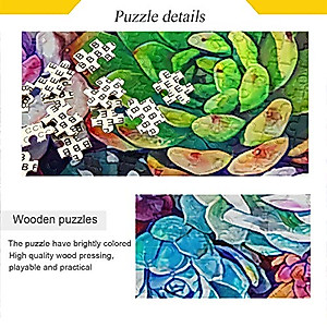 Colorful Succulent 1000 Piece Wooden Puzzle for Adults Jigsaw Puzzles Game Personalized Interesting Toys, Challenge Yourself with Difficult Puzzles Adults and Teens (500 Piece / 1000 Piece)