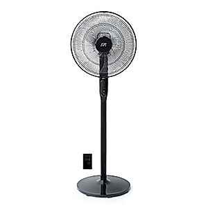 SPT SF-16D48BKA: 16″ DC-Motor Energy Saving Stand Fan with Remote and Timer – Piano Black,16"