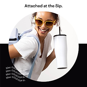 Corkcicle 30oz Tumbler With Handle, Gloss White, Reusable Water Bottle, Triple Insulated Stainless Steel Travel Mug, BPA Free, Keeps Beverages Cold 12 Hours, Tumbler with Lid and Straw, Cold Cup XL