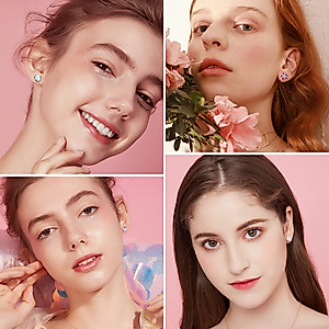 SAILIMUE 12 Pairs Hypoallergenic Screw Back Earrings for Women Surgical Steel Cute Heart CZ Flower Pearl Ball Tiny Screwback Stud Earring