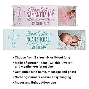 Let's Make Memories Personalized Baptism Celebration Photo Banner - Christening - Pink - 6ft