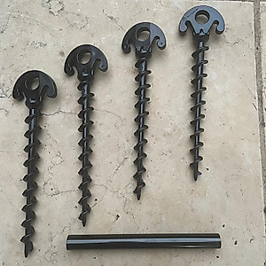 Red Suricata Ground Anchor Screws - Ultra Strong Sun Shade Canopy Tent All Terrain Tarp Stakes (4 pack)