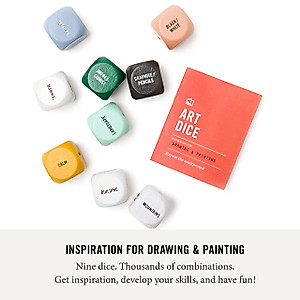 Two Tumbleweeds Art Dice - Drawing & Painting Game for Adults, Artists & Teachers - Set of 9 Dice for Creative Inspiration - Art Supplies for Studio and Classroom - Gift for Artist - 1+ Players