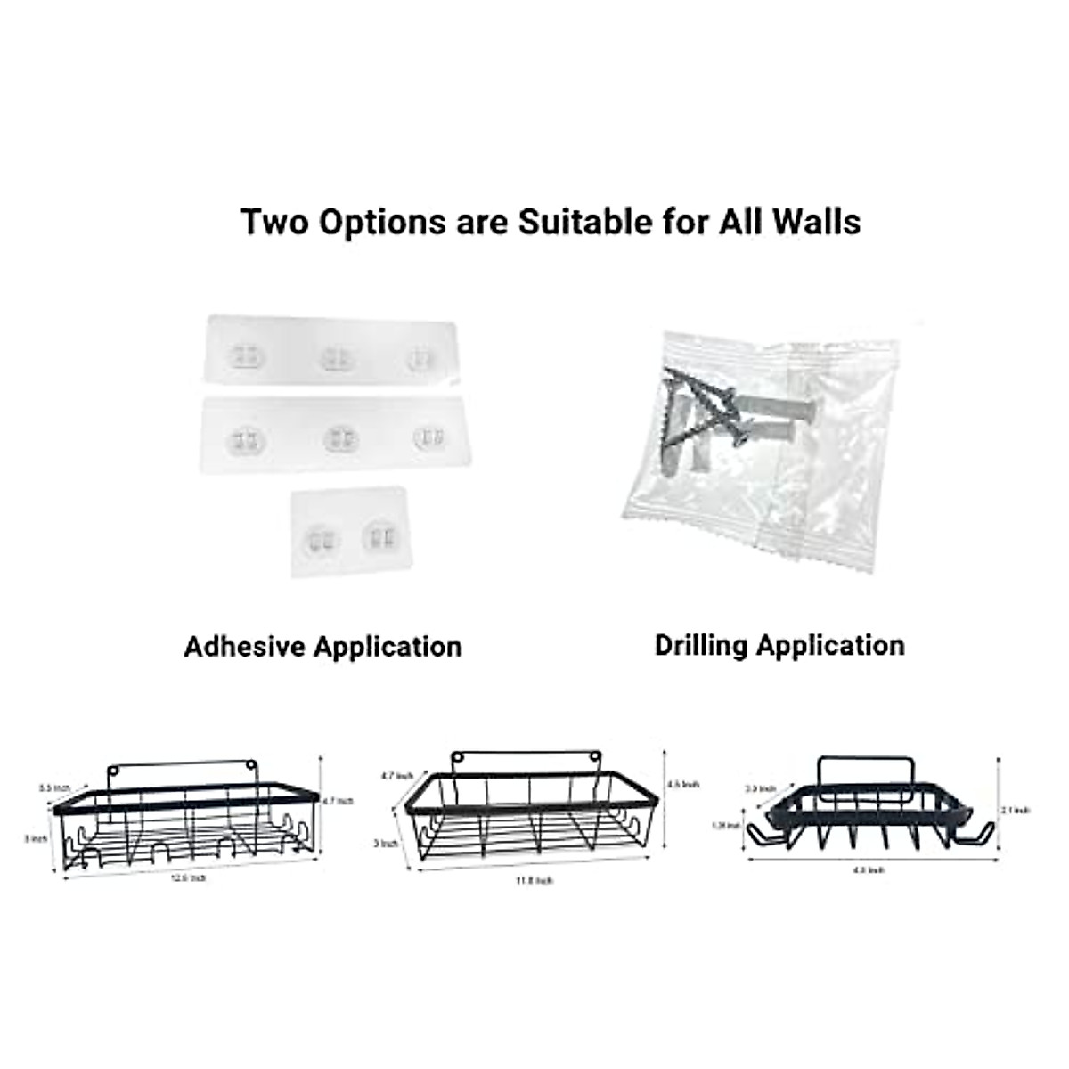 CAICFYIN 3-Pack Adhesive Shower Caddy,Kitchen Organization,Easy to Install and Strong Adhesion Shower Organizer,Shower Shelf with 16 Hooks,Large Capacity and Multifunction Bathroom Shower Organizer