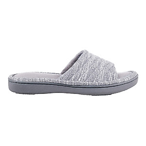 isotoner Women's Premium Knit Slide Slippers-Moisture-Wicking Lining, Rubber Indoor/Outdoor Sole, Ash, 7-8