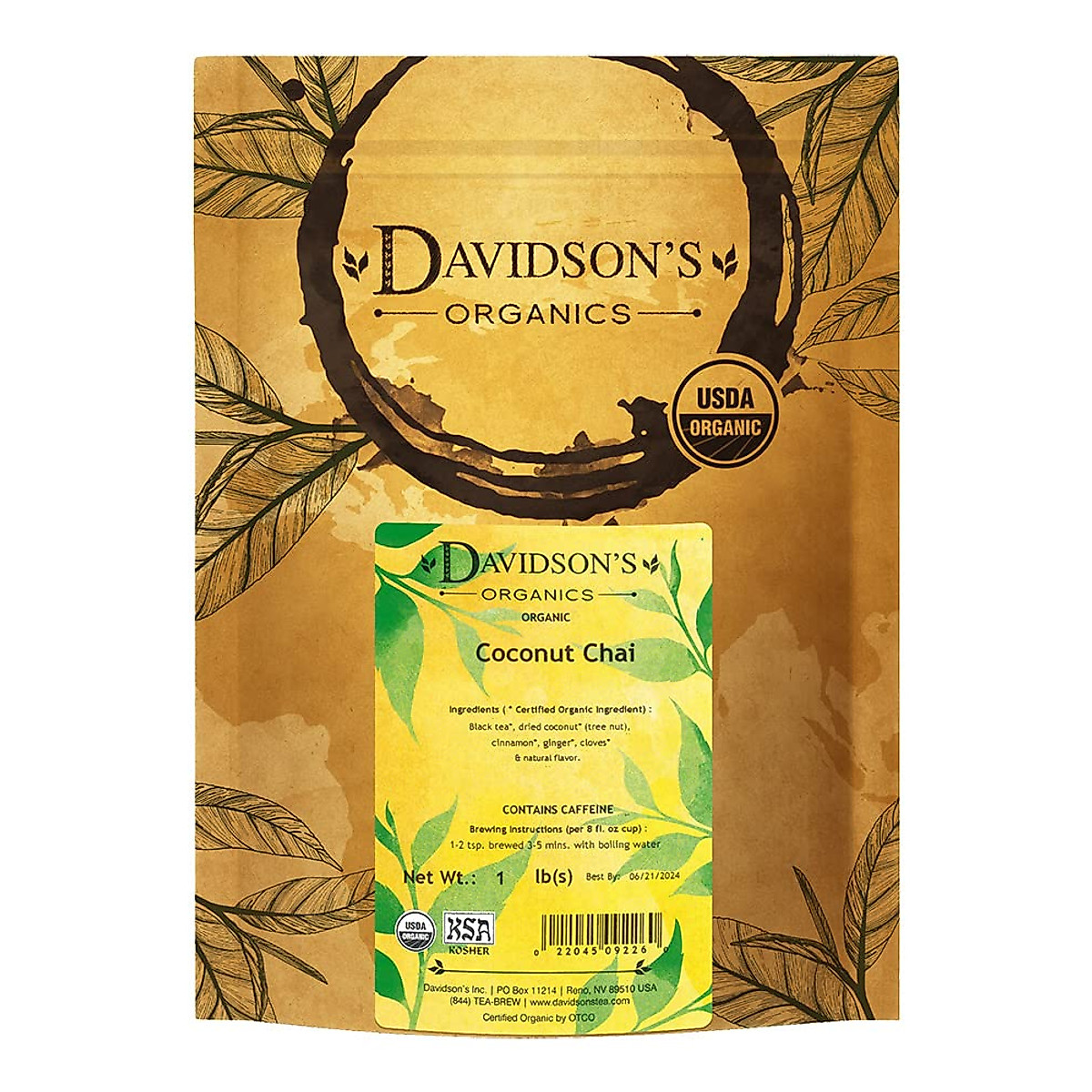 Davidson's Organics, Coconut Chai, Loose Leaf Tea, 16-Ounce Bag